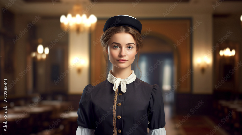 female domestic servant who wears a traditional maid waitress service ...