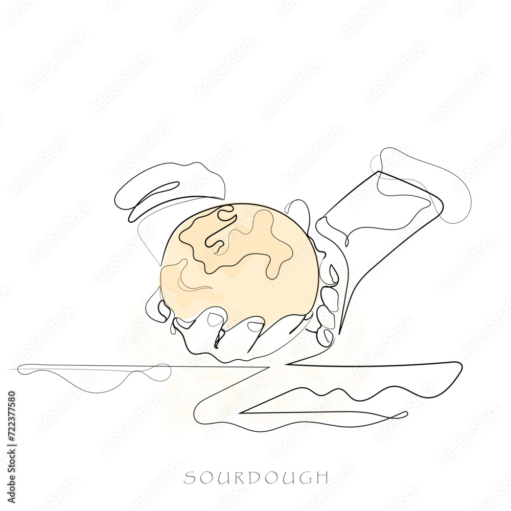 Stock-Vektorgrafik „Hand drawn line art vector of Sourdough making ...