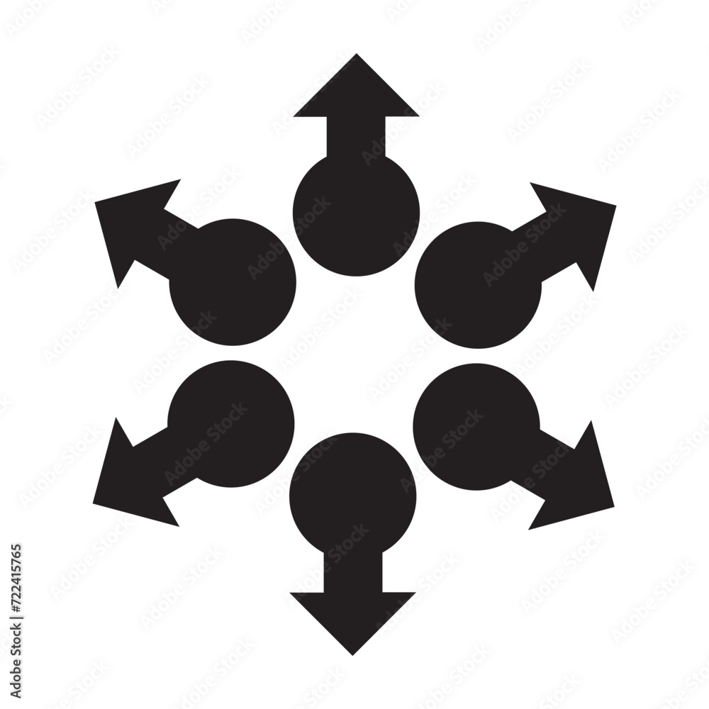 Three-way, two-way or one -way inward or outward pointing mini arrows ...