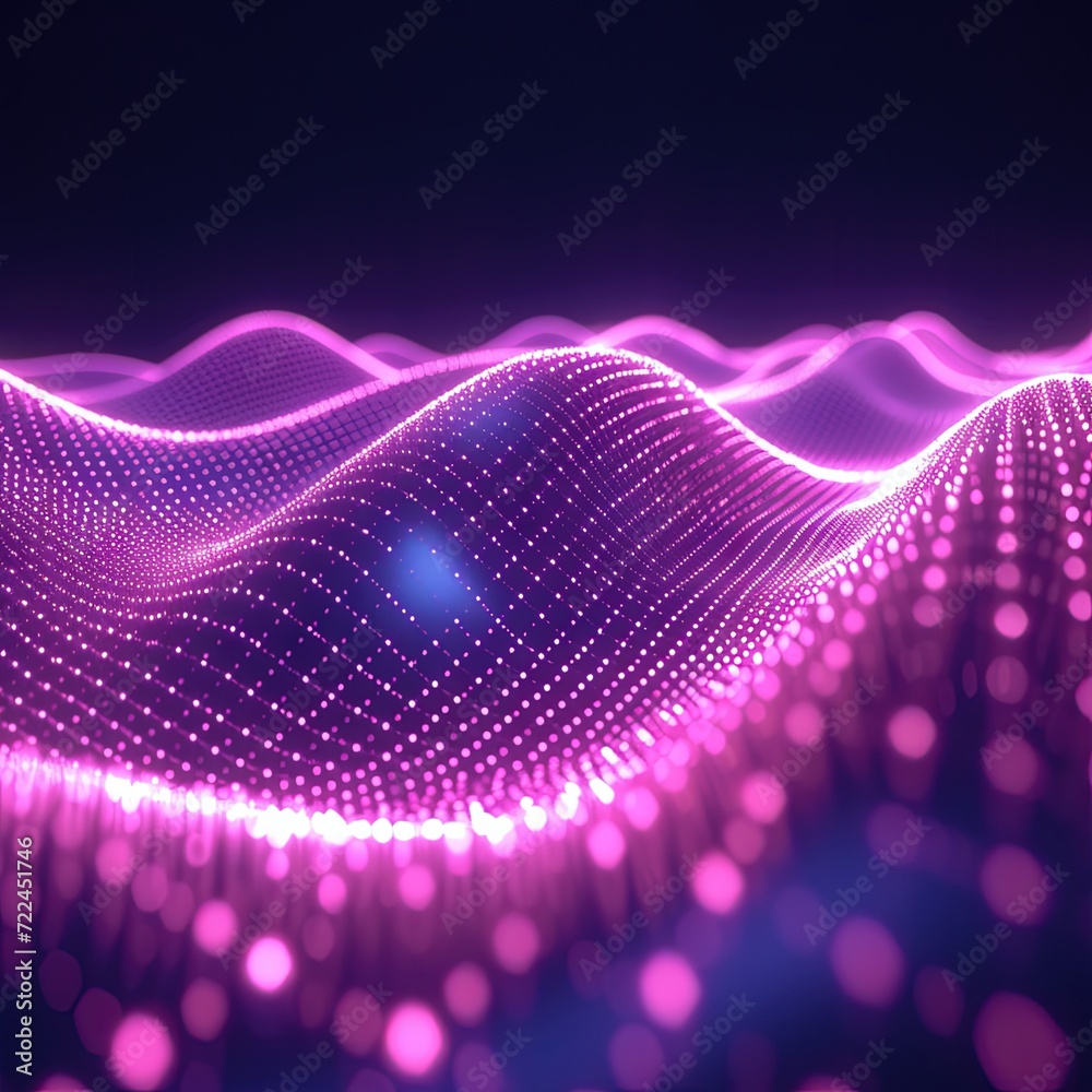 Abstract wave made out of grids that are seen from a cinematic view of ...