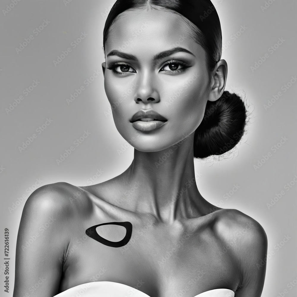 Indigenous Australian Supermodel - Contemporary elegance in timeless black and white Gen AI ...