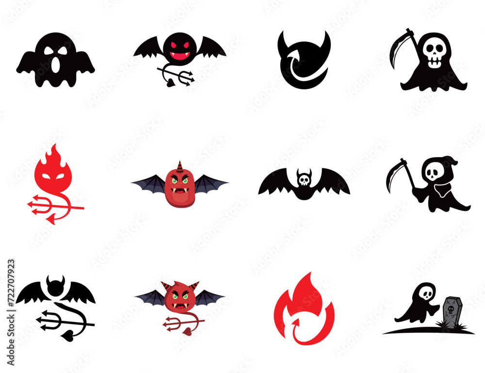Cute devil character bundle set. Red demons vector. evil, logo, devil ...