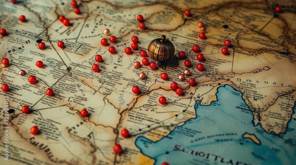 Red pins on map. Locator mark icon sign or navigation symbol. Location ...