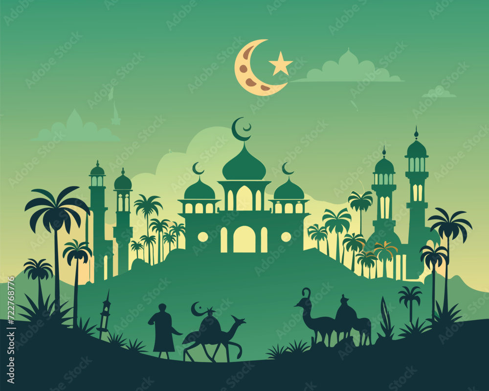 Islamic Celebration Template Background Style Design. Mosque vector ...