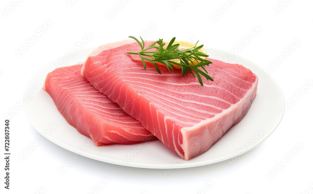 Raw tuna steak isolated, Red sea fish fillet, fresh tuna filet, seafood ...