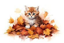 Watercolor Autumn Cat Free Stock Photo - Public Domain Pictures
