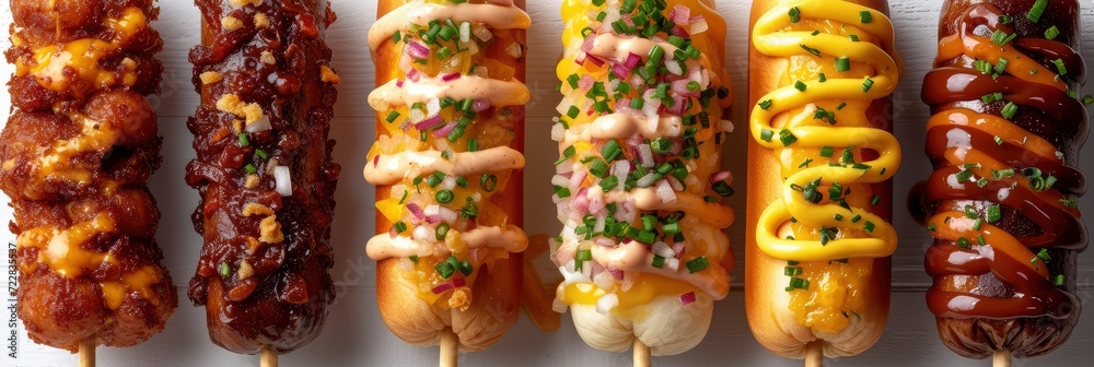 Four Corn Dogs Different Toppings, Desktop Wallpaper Backgrounds ...