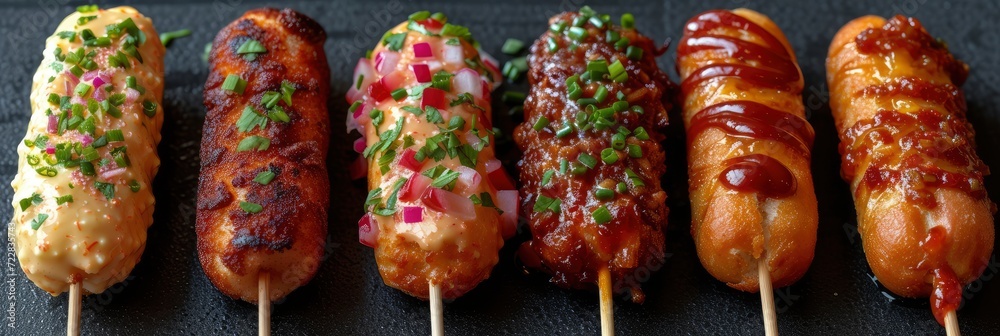 Four Corn Dogs Different Toppings, Desktop Wallpaper Backgrounds ...