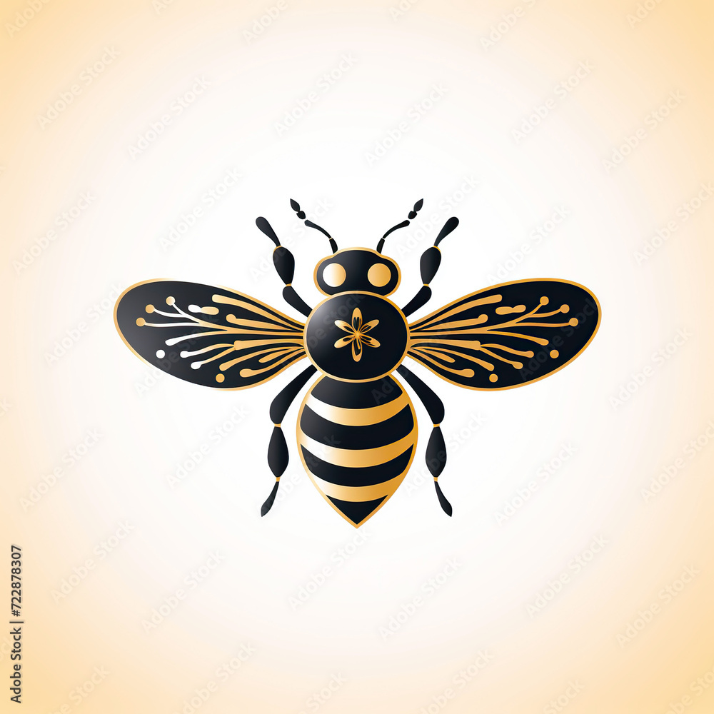 Minimalistic logo emblem symbol with bee on an isolated white ...