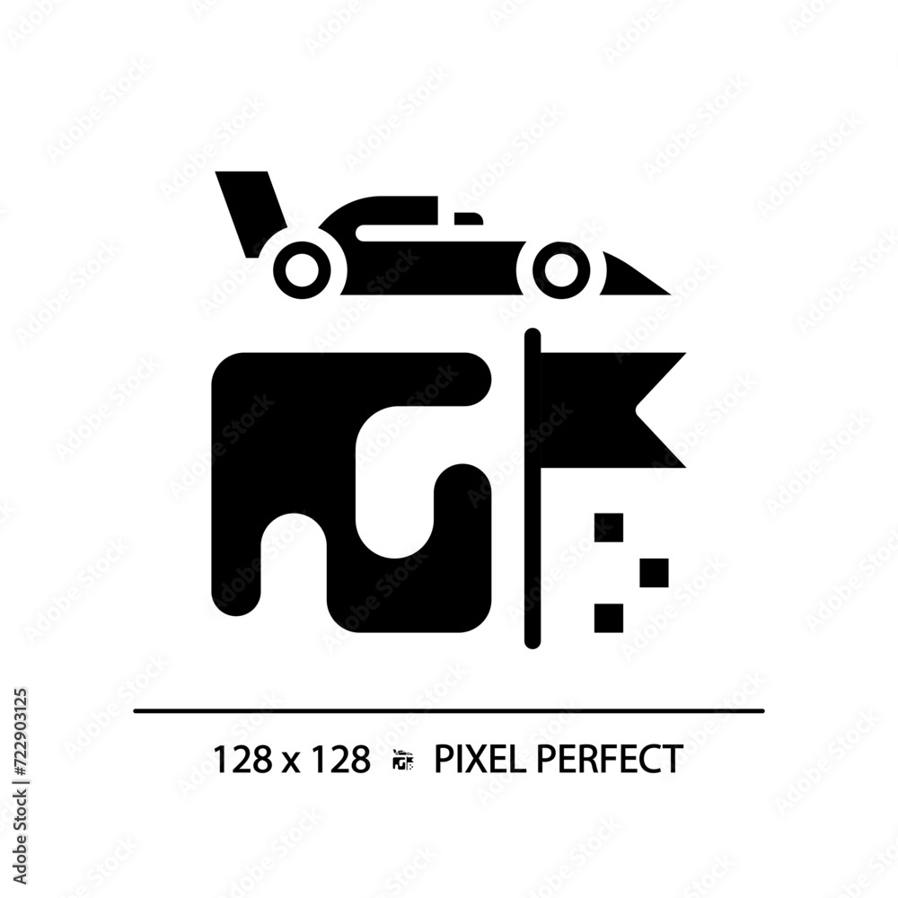 Grand prix formula one racing black glyph icon. Fast car, high speed f1 ...