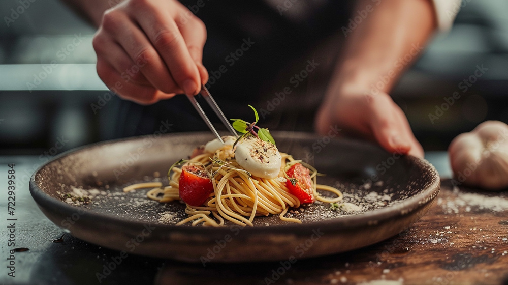 100 grams of spaghetti, intertwined with mozzarella and spices ...