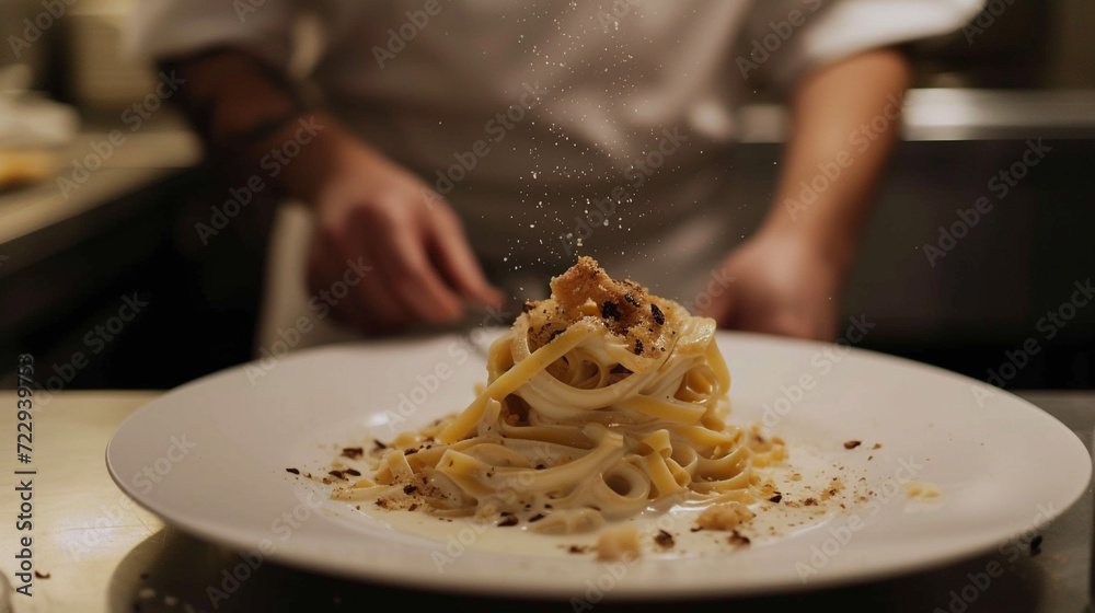 100 grams of spaghetti, intertwined with mozzarella and spices ...