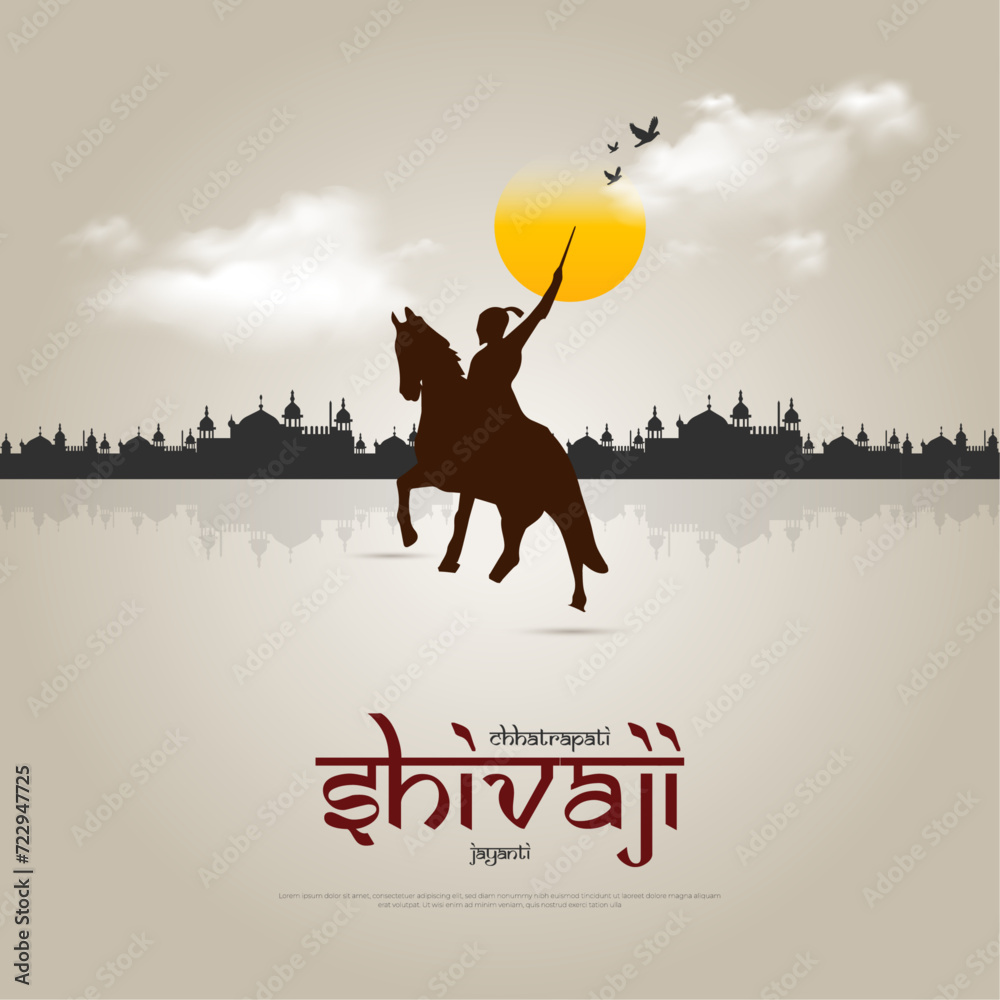 Silhouette Vector Illustration and typography of Chhatrapati Shivaji ...