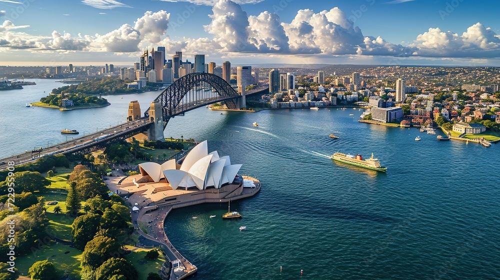 Sydney Harbour Bridge in a beautiful summer day, Australia, Sydney ...