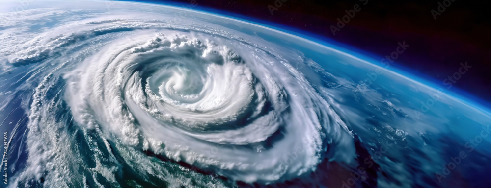 Photo Stock Massive Cyclone from Space View with Earth's Curve. An ...