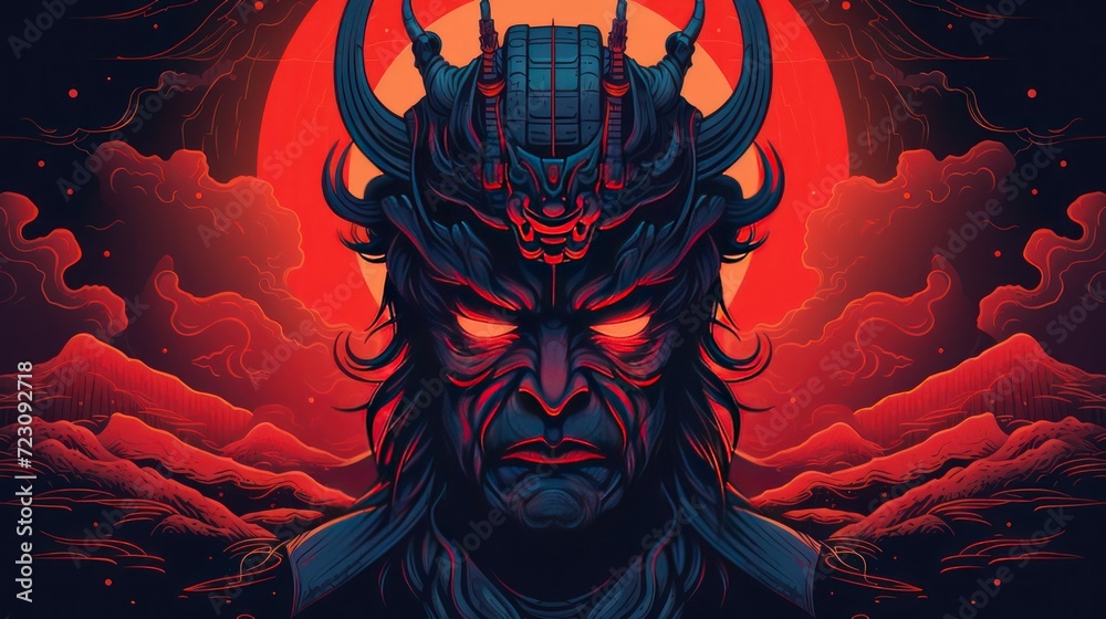 Samurai ronin knight characters illustration head dark background ...