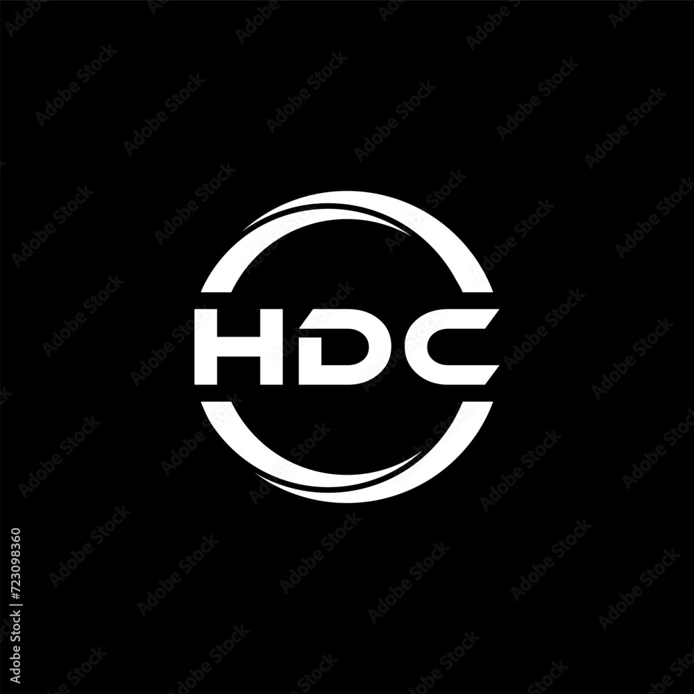 HDC letter logo design with black background in illustrator, cube logo ...
