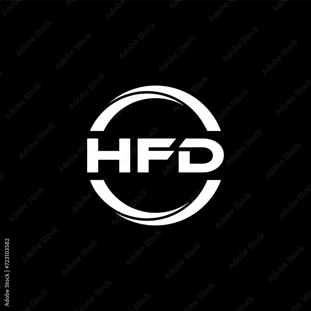 HFD letter logo design with black background in illustrator, cube logo ...
