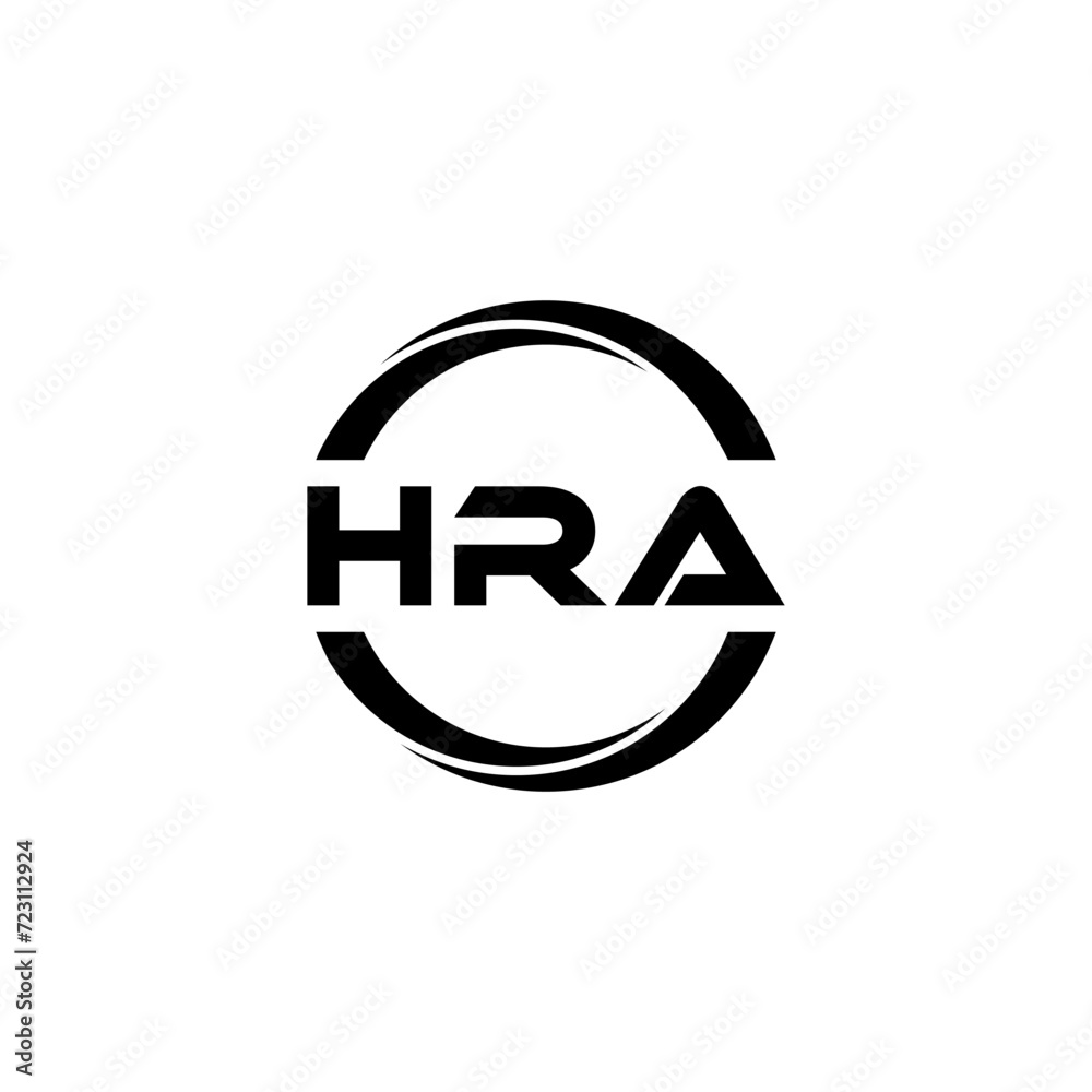 HRA letter logo design with white background in illustrator, cube logo ...