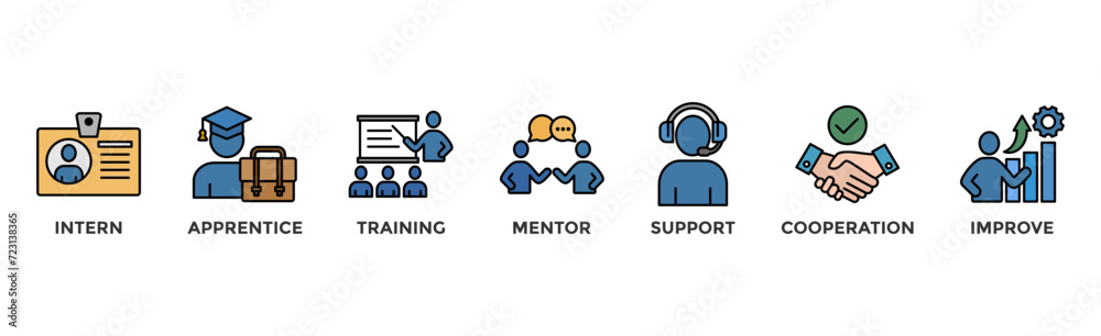 Trainee banner web icon vector illustration concept for internship ...