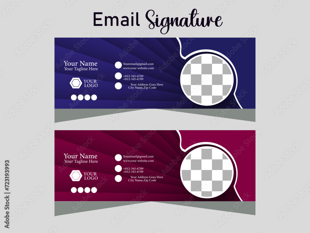 Colorful Email Signatures Template Vector Design. Professional Email ...