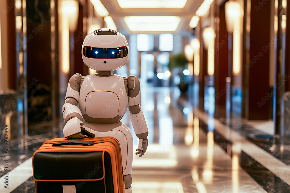 An autonomous robot is available to help guests carry their luggage in ...