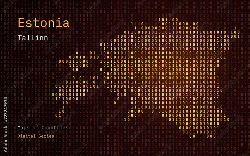 Estonia Map Shown in Binary Code Pattern. TSMC. Matrix numbers, zero ...