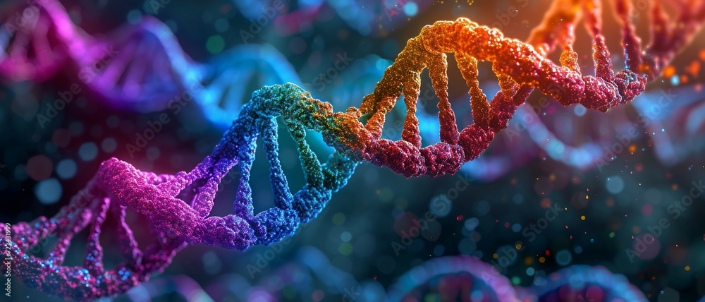 a symmetrical background with intertwining double helix structures of ...