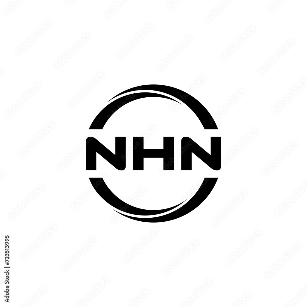 NHN letter logo design with white background in illustrator, cube logo ...