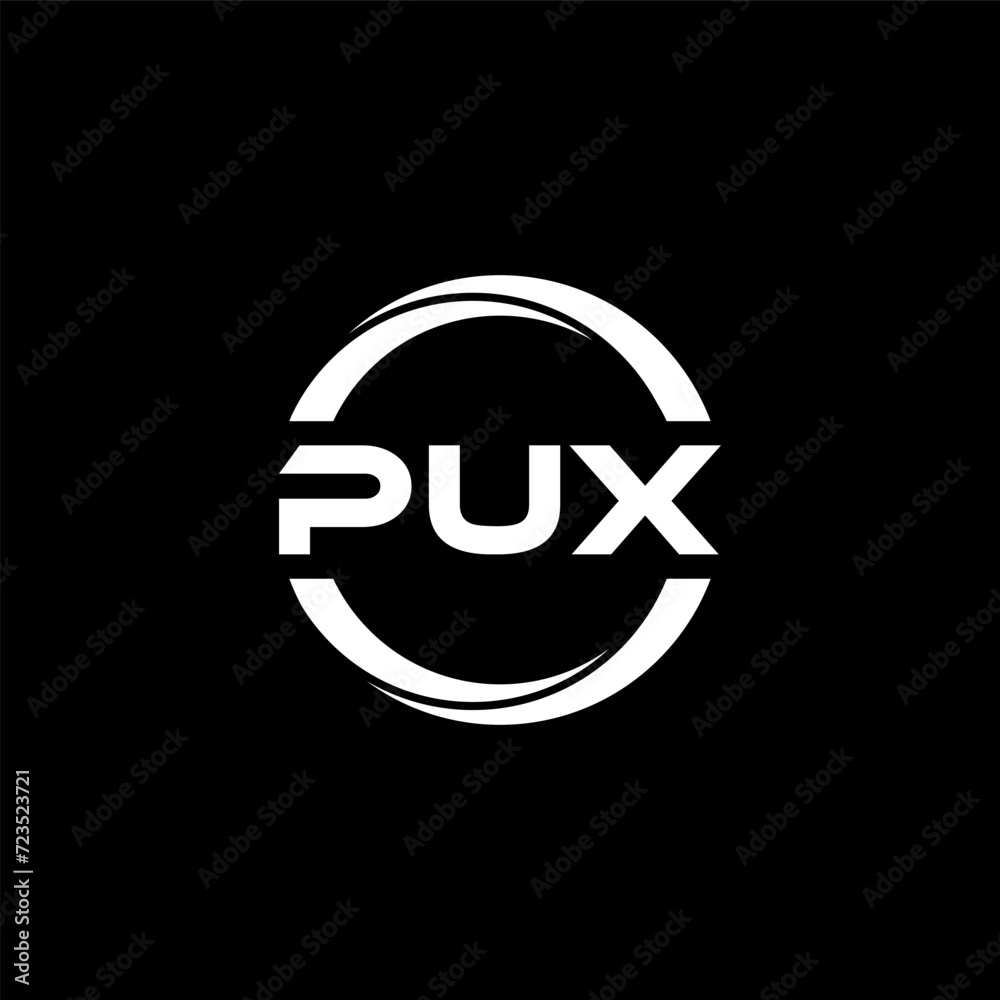Image vectorielle Stock PUX letter logo design with black background in ...