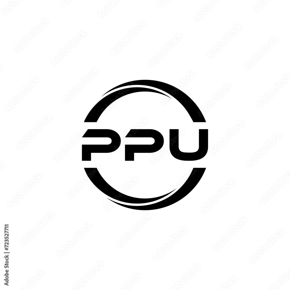 PPU letter logo design with white background in illustrator, cube logo ...