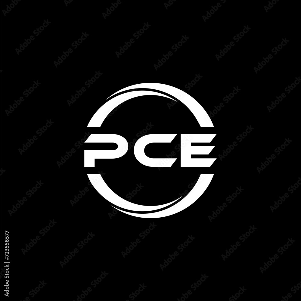 PCE letter logo design with black background in illustrator, cube logo ...
