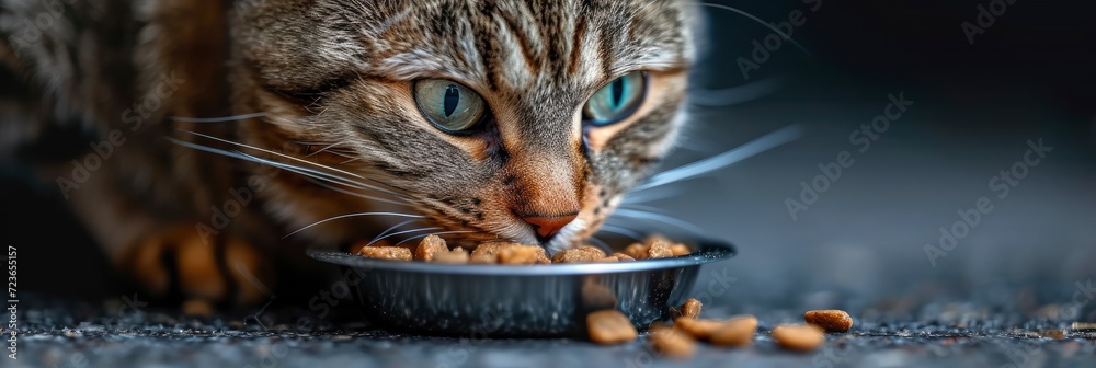 Hungry Tabby Cat Next Empty Feeding, Desktop Wallpaper Backgrounds ...