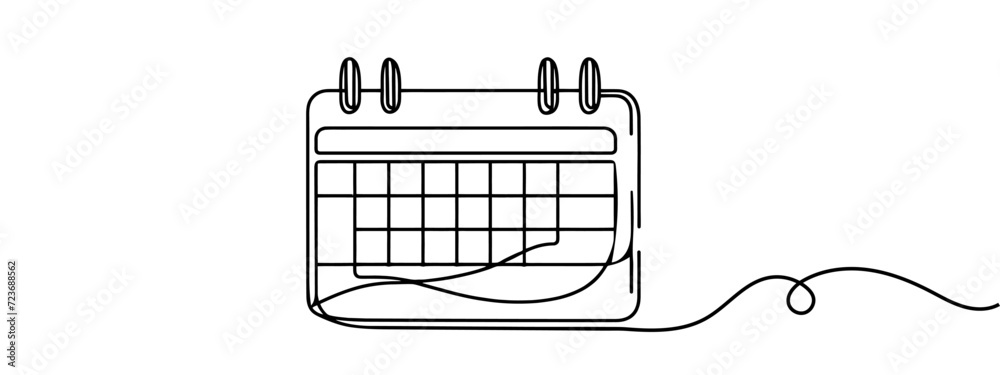 calendar continuous line drawing. One line art of calendar, memorable ...