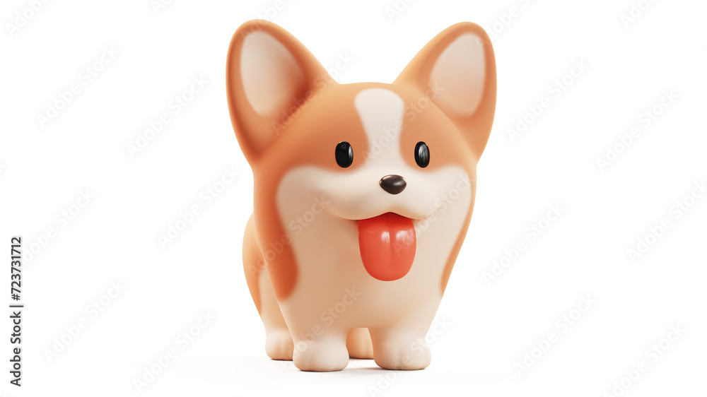 Simple fat cute funny kawaii fluffy cartoon orange corgi puppy, dot ...