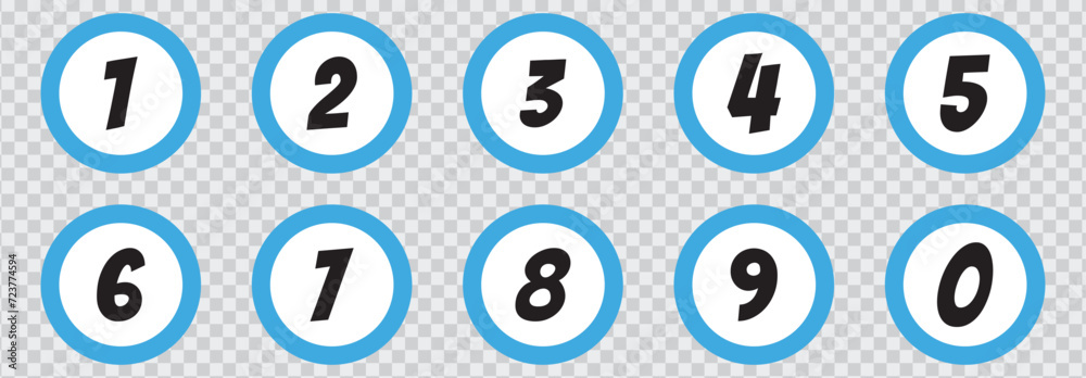 Numbers icon set on transparent background. Number Bullet Point ...