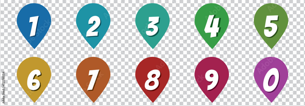 Numbers icon set on transparent background. Number Bullet Point ...