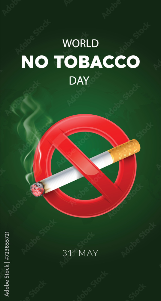 Realistic No Smoking sign on black background for May 31st World No ...