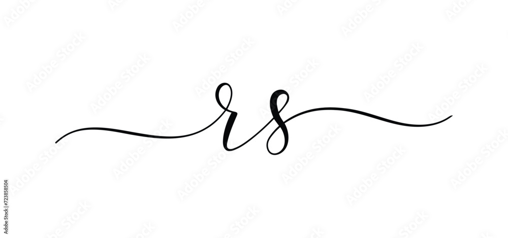 Letter RS Initial Icon Logo Typography. Hand drawn modern vector ...
