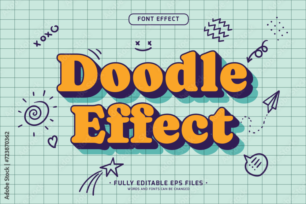 Doodle text effect, editable vector style Stock Vector | Adobe Stock