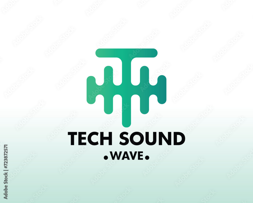 T letter sound wave pulse vector logo Stock Vector | Adobe Stock
