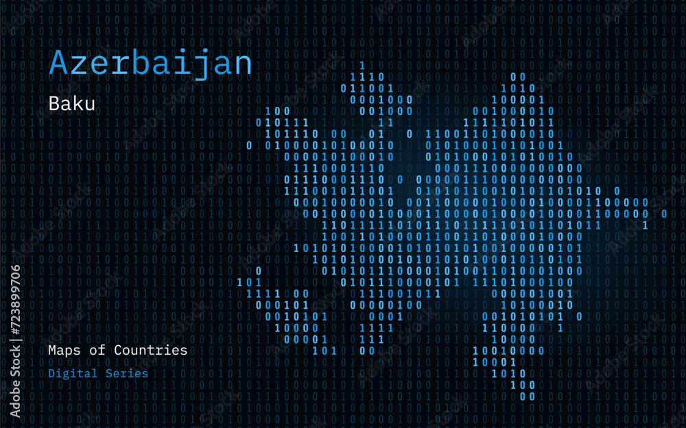 Azerbaijan Map Shown in Binary Code Pattern. TSMC. Matrix numbers, zero, one. World Countries ...