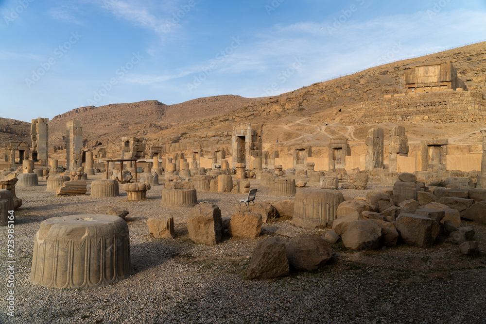Ruin of ancient city Persepolis, Iran. Persepolis is a capital of the ...