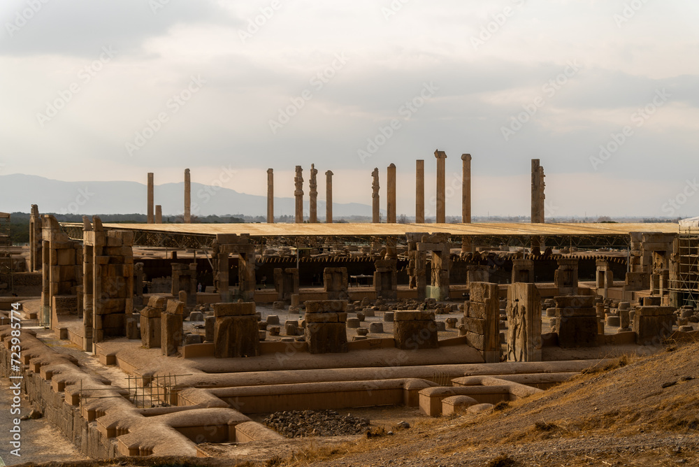 Ruin of ancient city Persepolis, Iran. Persepolis is a capital of the ...