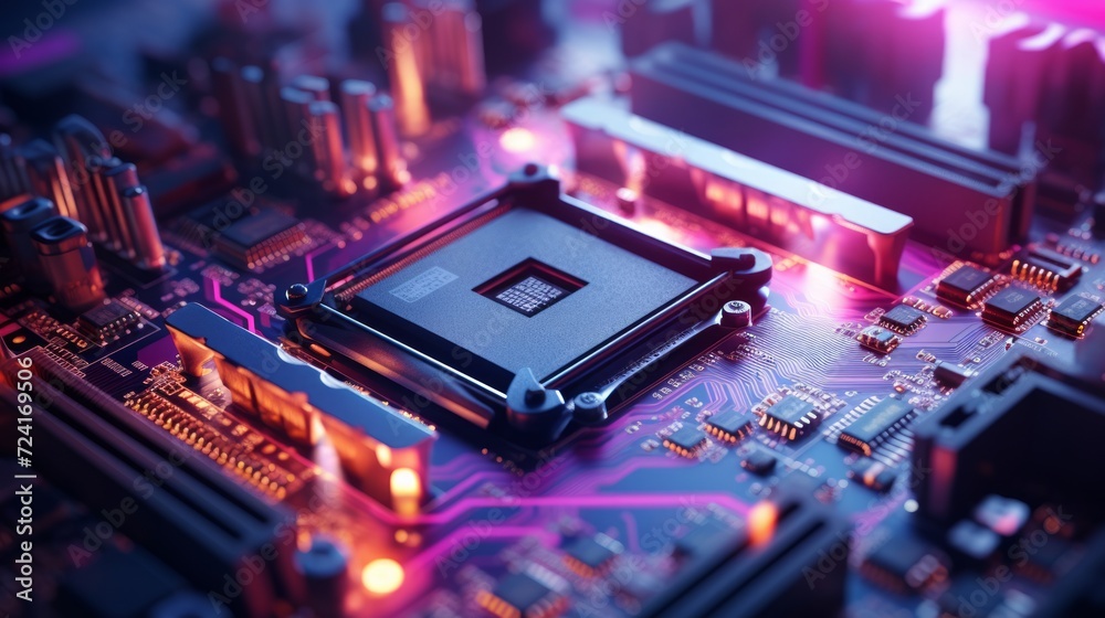 Circuit board. Technology background. Central Computer Processors CPU concept. Neural network AI ...