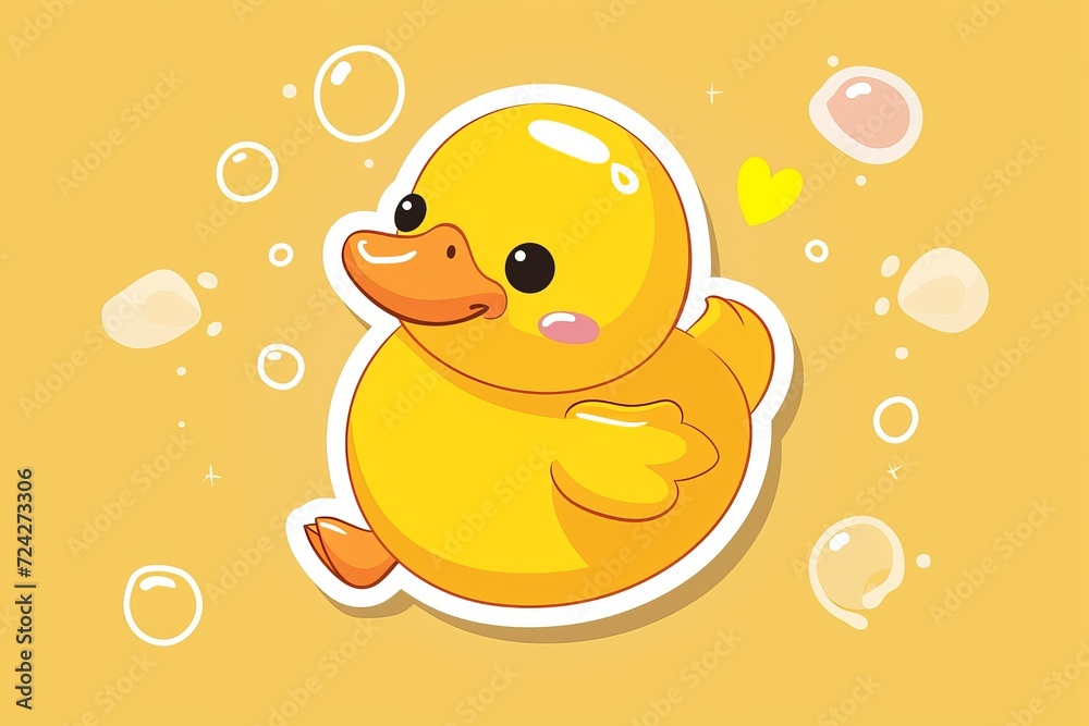 A playful rubber ducky emoticon comes to life in this vibrant cartoon ...