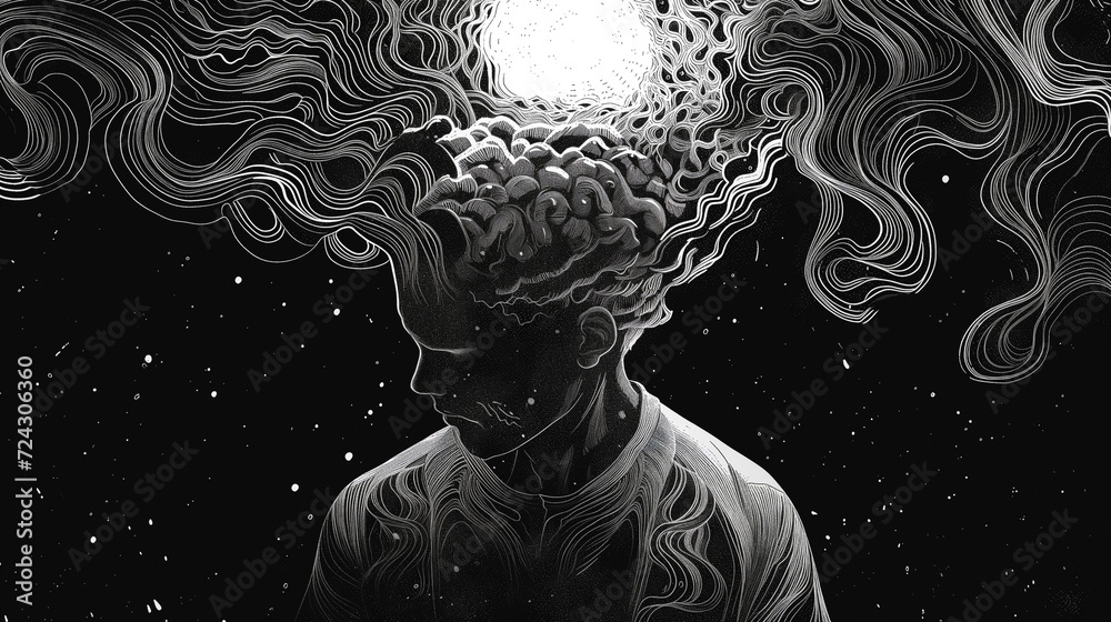 Tech depression and anxiety, an abstract image of a person feeling ...