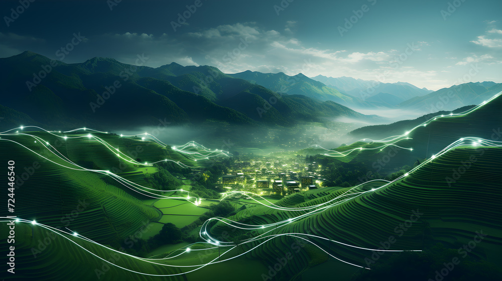 Stock-Illustration „Geothermal power plant in mountain. Clean green ...