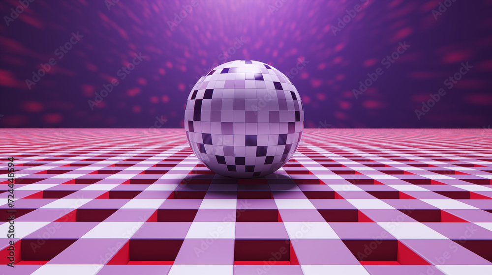 a 3D pixelated sphere with a blue and white checkerboard pattern, set ...