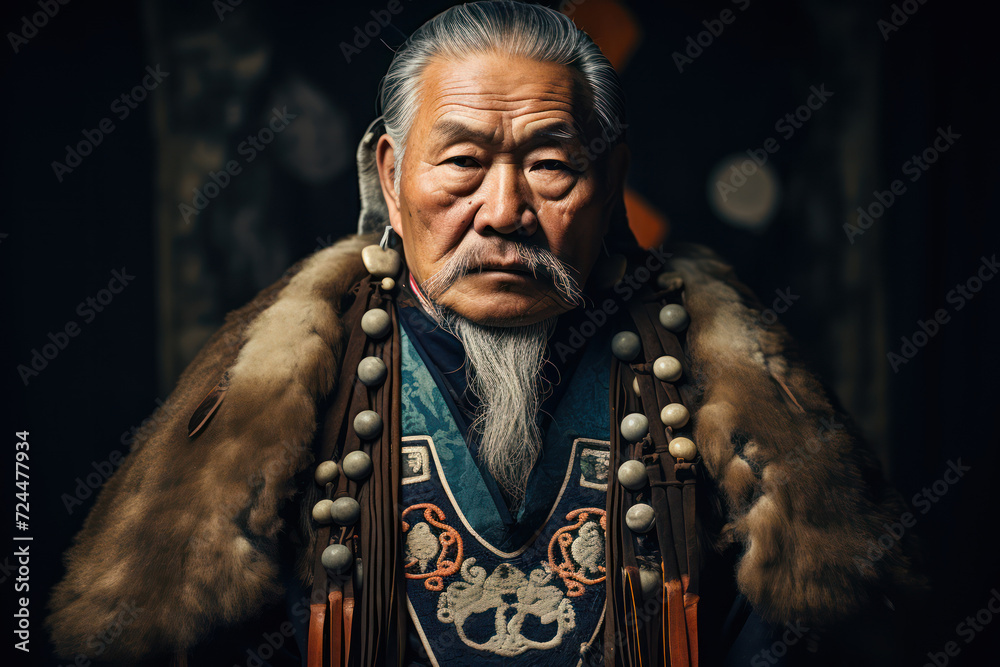 Photograph of an Ainu elder, representative of the indigenous people of ...